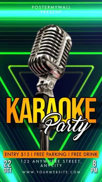 Black Neon Karaoke Party Reel Instagram Template | PosterMyWall