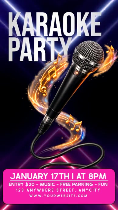 Plantilla de Black Neon Karaoke Party Reel Instagram | PosterMyWall