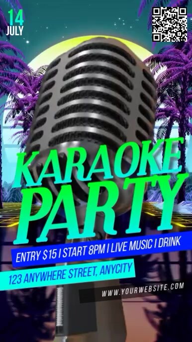 Black Neon Karaoke Party Reel Instagram Template | PosterMyWall