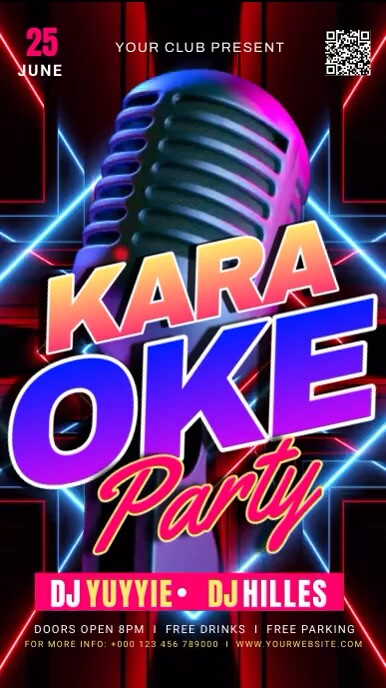 Black Neon Karaoke Party Reel Instagram Template | PosterMyWall
