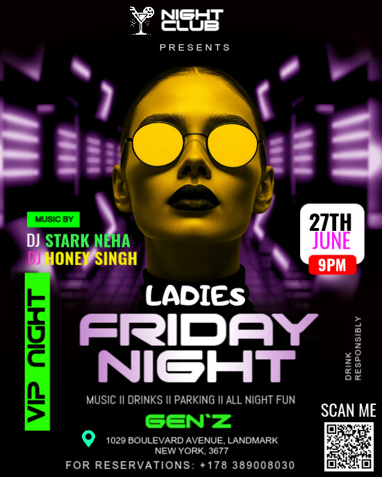 Copy of Black Neon Ladies Neon Friday Night Party Poster" Instagram ...