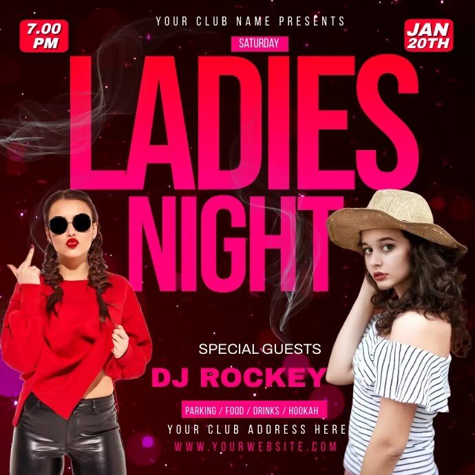 Black Neon Ladies Night Cl;ub Party Instagram Template | PosterMyWall