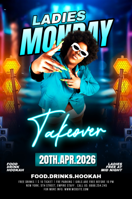 Plantilla de Black Neon Ladies Night Event Banner 4' × 6' | PosterMyWall