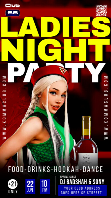 Black Neon Ladies Night Party Ads Instagram Template | PosterMyWall