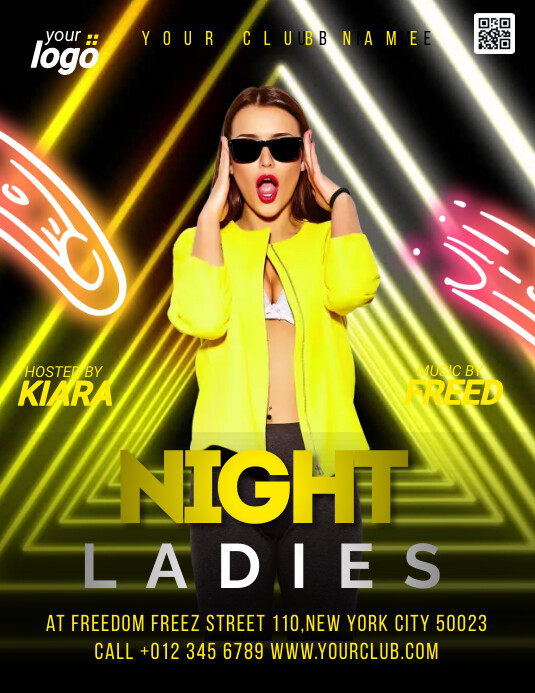 Black Neon Ladies Night Party Flyer (us Lett Templat | PosterMyWall