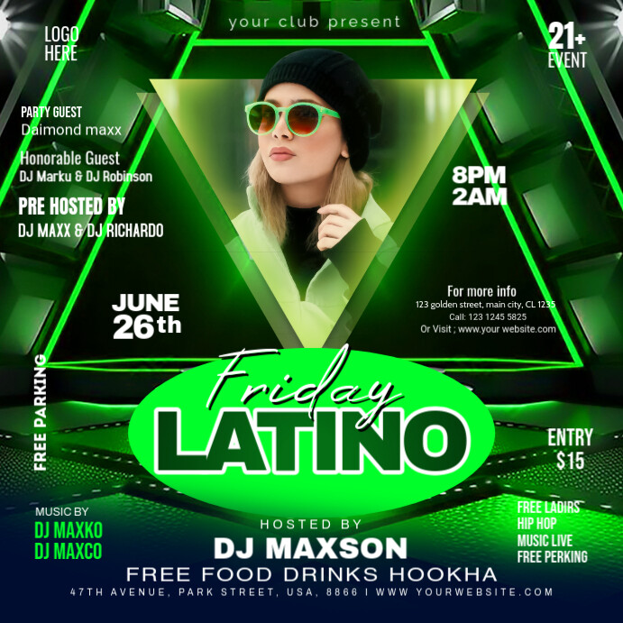 Copy of Black Neon Latin Night Party Instagram Post | PosterMyWall