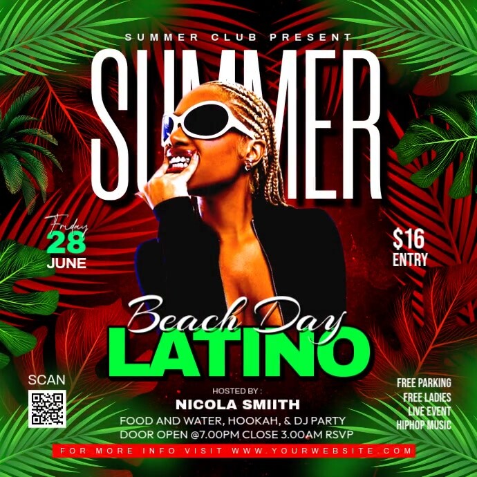 Black Neon Latin Night Party Instagram Post Template | PosterMyWall