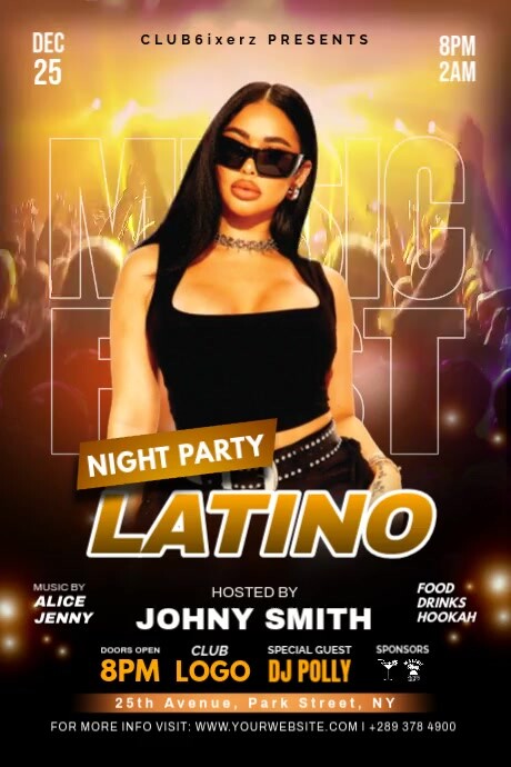Plantilla de Black Neon Latin Night Party Poster | PosterMyWall