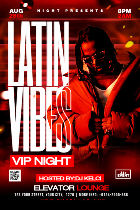 Black Neon Latin Vibes Party Banner 4' × 6' Template | PosterMyWall