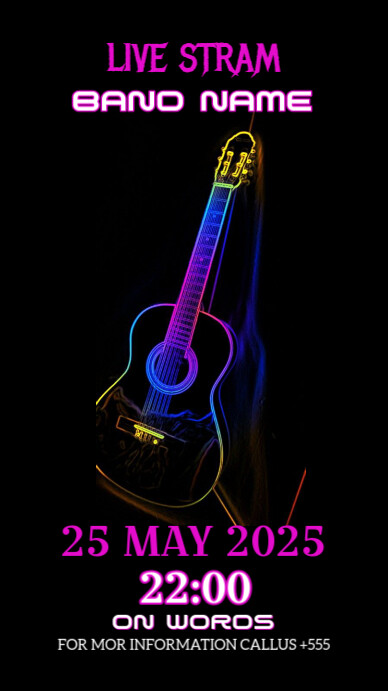 Copy of Black Neon Live Stream Band Instagram Story | PosterMyWall