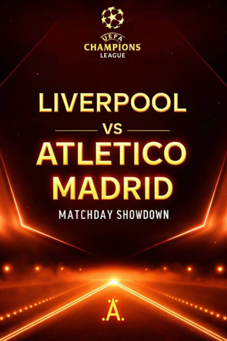 Black Neon Liverpool Vs Atletico Madrid - Ucl Matchday Poster Template ...