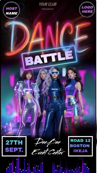 Black Neon Maximalist Dance Battle Poster Template | PosterMyWall