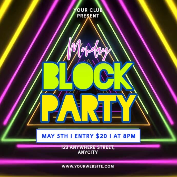 Copy of Black Neon Monday Block Party Pos Instagram | PosterMyWall