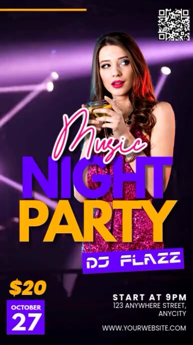 Black Neon Music Night Party Reel Instagram Template | PosterMyWall