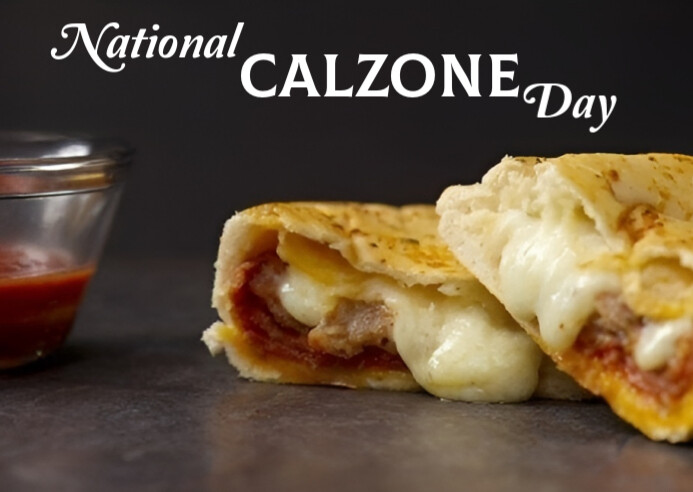 Modèle Black Neon National Calzone Day Template Postcard | PosterMyWall