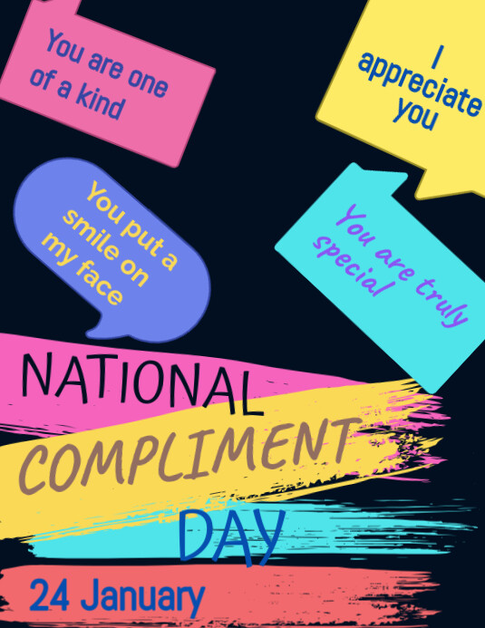 Copy of Black Neon National Compliment Day Flyer (us Letter) | PosterMyWall