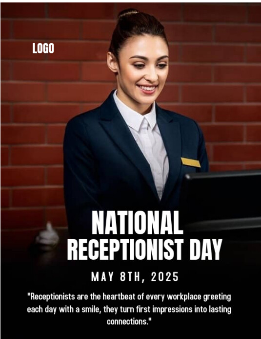Black Neon National Receptionists Day Flyer (us Letter) Template ...
