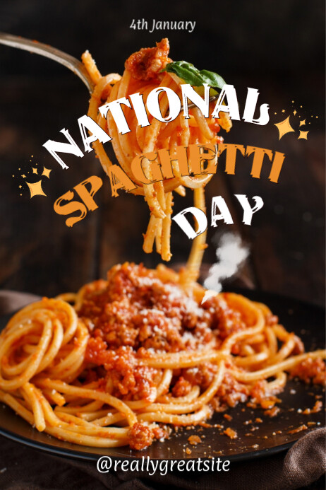 Black Neon National Spaghetti Day Poster Template | PosterMyWall