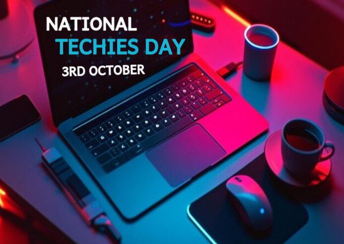 Copy of Black Neon National Techies Day Postcard | PosterMyWall