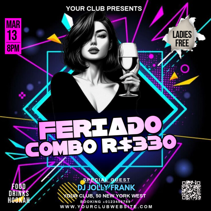 Black Neon Neon Instagram Post Template | PosterMyWall