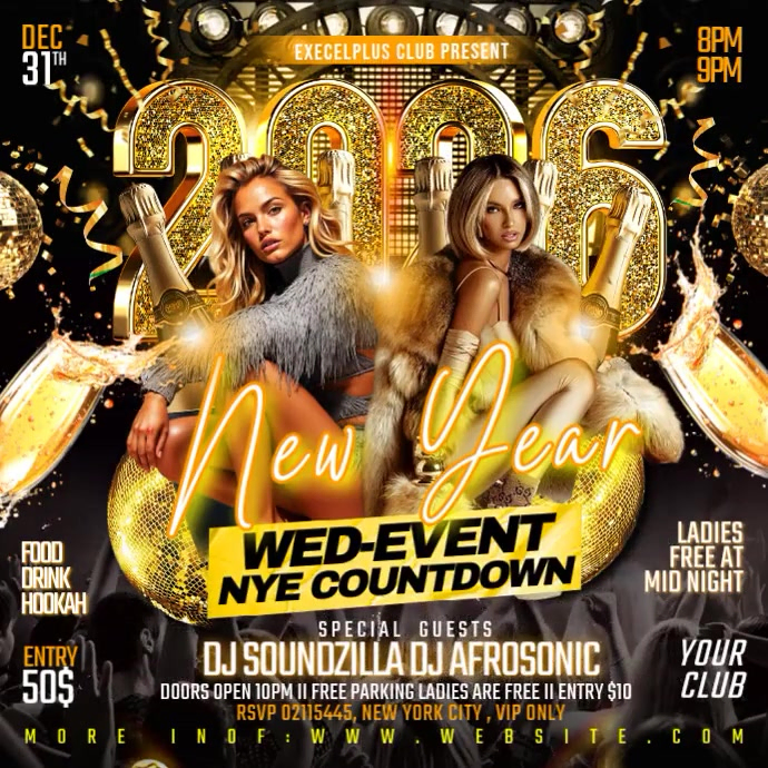 Black Neon New Year 2026 Nye Countdown Flyer – Luxury Club Party ...