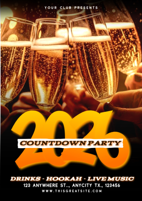 Black Neon New Year Countdown Party A4 Template | PosterMyWall