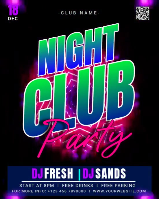 Black Neon Night Club Party Instagram Portrait Template | PosterMyWall