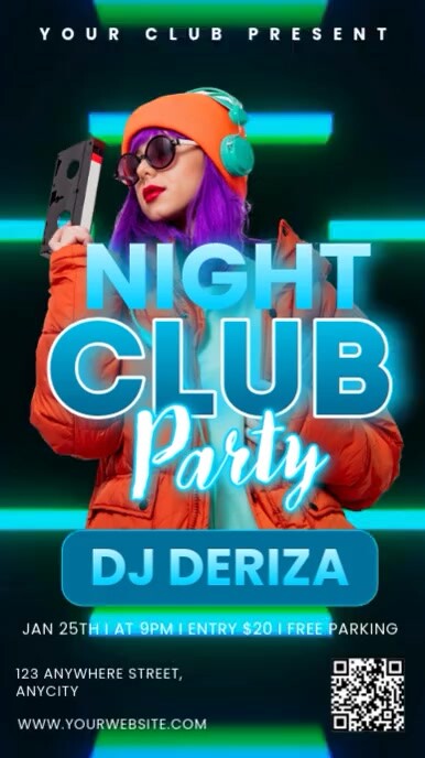 Black Neon Night Club Party Reel Instagram Template | PosterMyWall