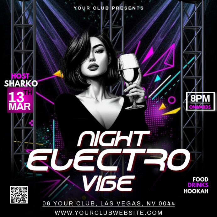 Copy of Black Neon Night Electron Vibe Party Instagram Post | PosterMyWall