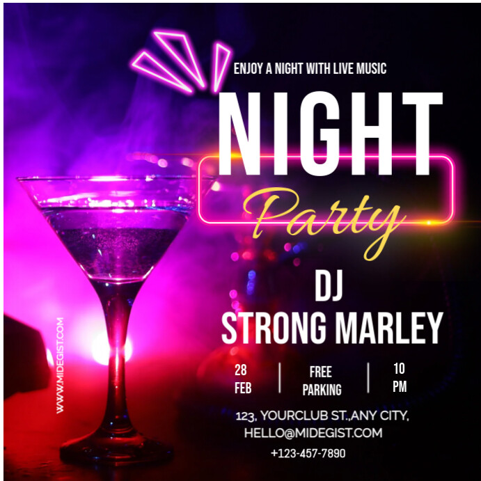 Copy of Black Neon Night Party Instagram Post | PosterMyWall