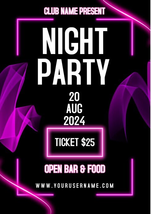 Copy of Black Neon Night Party Poster A4 | PosterMyWall