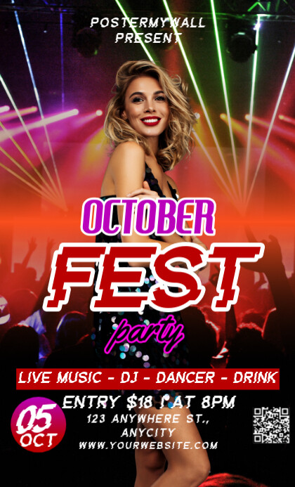Black Neon October Fest Party Legal As Template | PosterMyWall