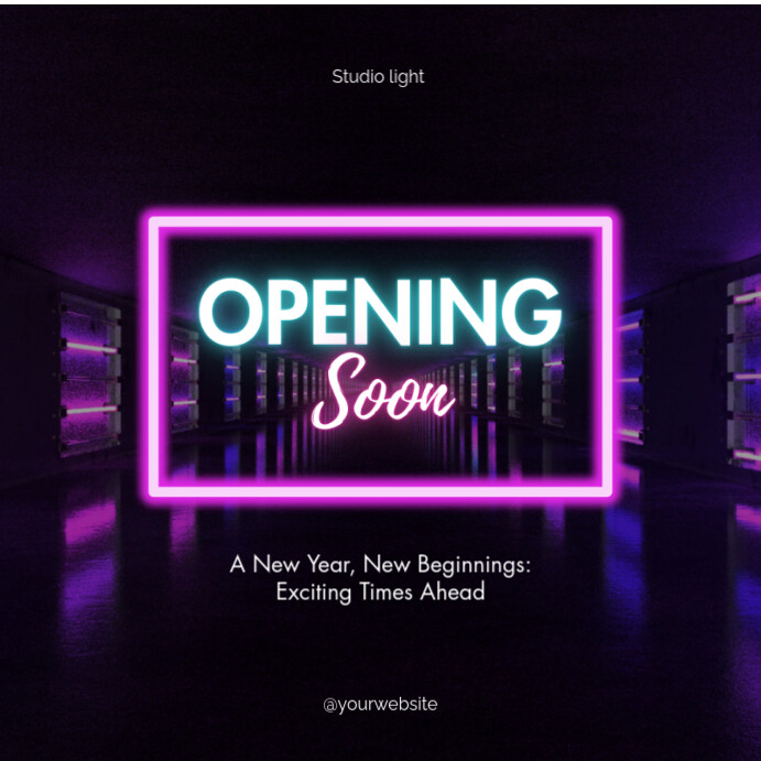 Black Neon Opening Soon Instagram Post Template | PosterMyWall