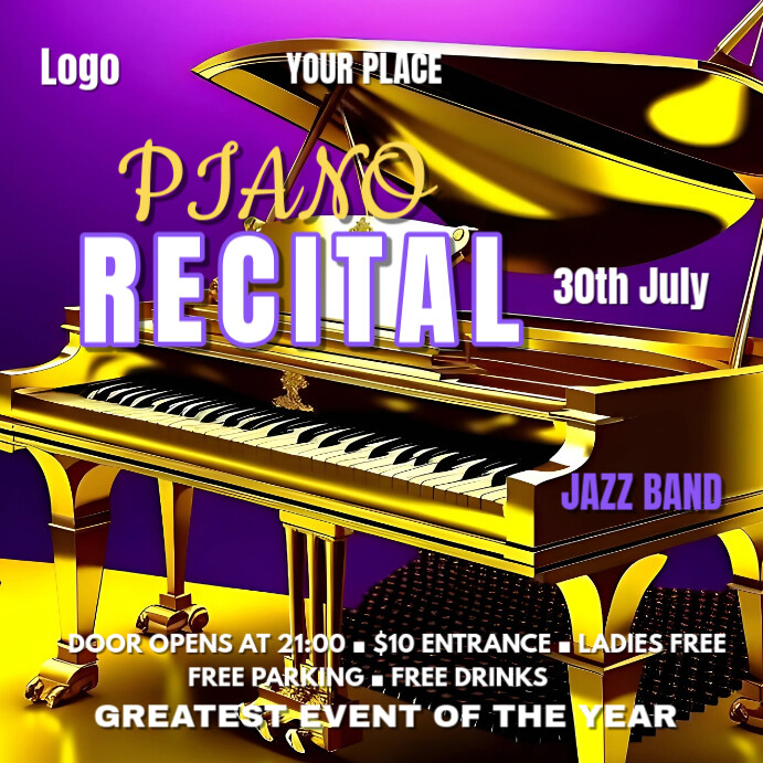 Copy of Black Neon Piano Recital Instagram Post | PosterMyWall