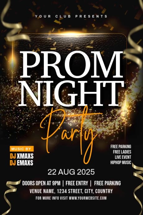Black Neon Prom Night Party Poster Template | PosterMyWall