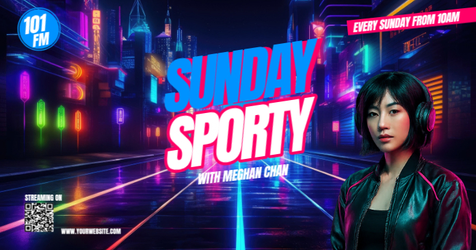 Black Neon Radio Show Gambar Bersama Facebook Template | PosterMyWall