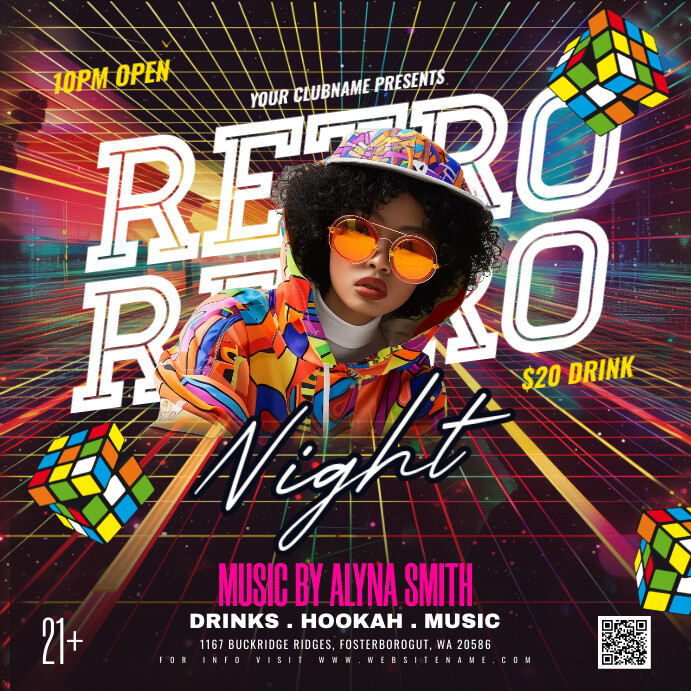 Black Neon Retro Night Instagram Post Template | PosterMyWall