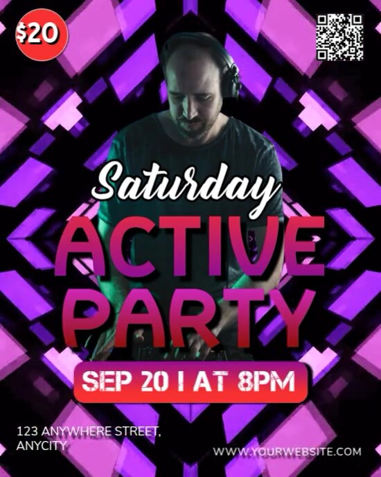 Black Neon Saturday Active Party Instagram Portrait Template | PosterMyWall