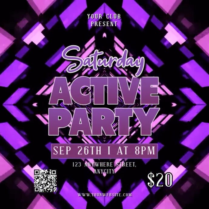 Plantilla de Black Neon Saturday Active Party Pos Instagram | PosterMyWall