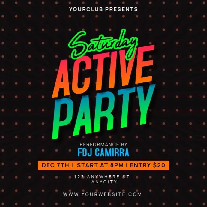 Copy of Black Neon Saturday Active Party Pos Instagram | PosterMyWall