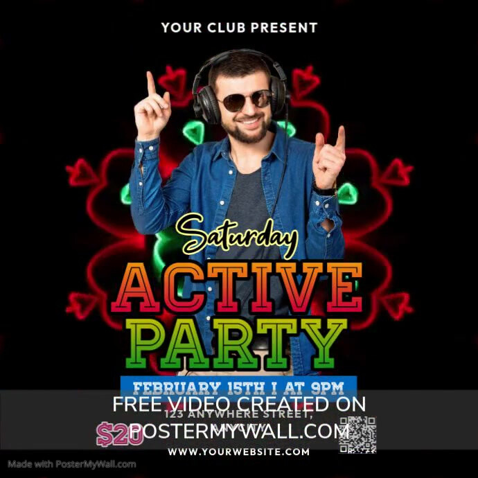 Copy of Black Neon Saturday Active Party Pos Instagram | PosterMyWall