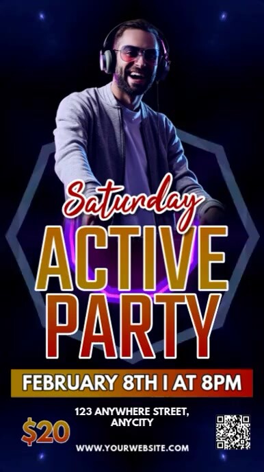 Copy of Black Neon Saturday Active Party Reel Instagram | PosterMyWall