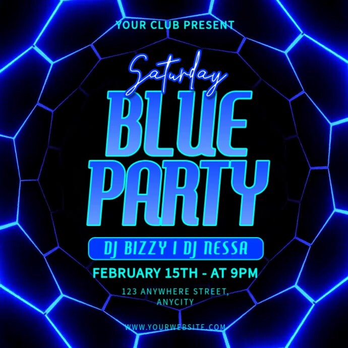 Copy of Black Neon Saturday Blue Party Pos Instagram | PosterMyWall