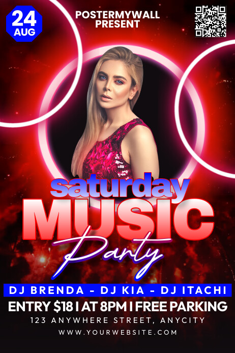 Copy of Black Neon Saturday Music Party Poster | PosterMyWall
