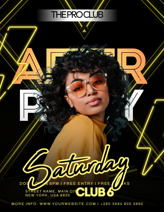 Black Neon Saturday Night Party Flyer (us Le Templat | PosterMyWall