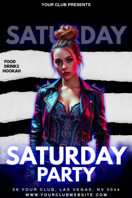 Black Neon Saturday Party Poster Template | PosterMyWall