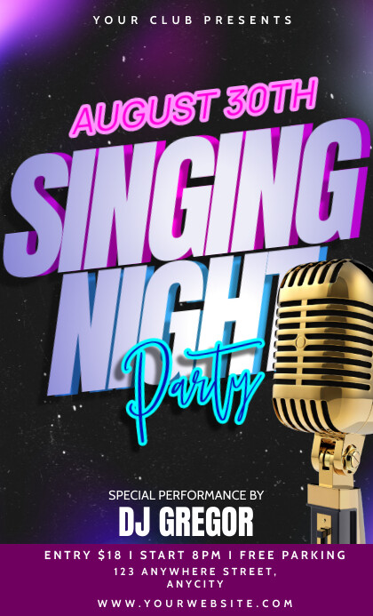 Black Neon Singing Night Party Legal As Templat | PosterMyWall