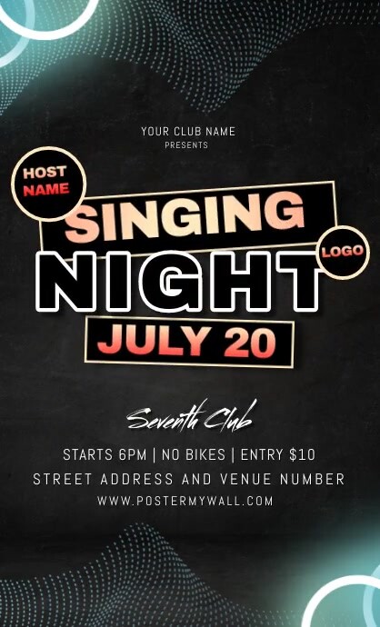 Black Neon Singing Night Party Legal As Template | PosterMyWall