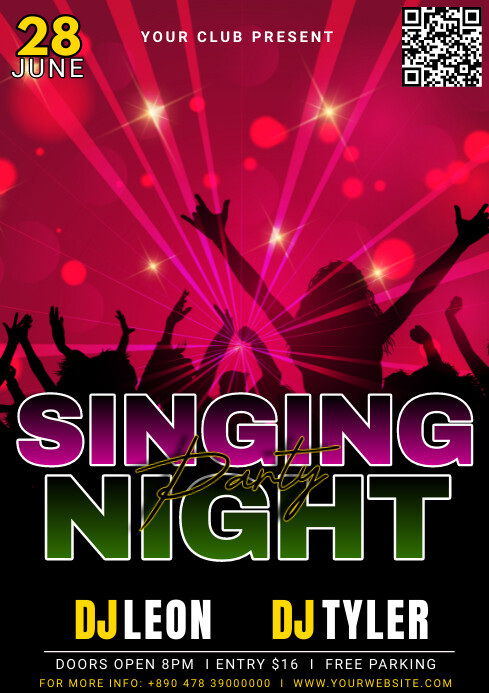 Plantilla de Black Neon Singing Party A4 | PosterMyWall