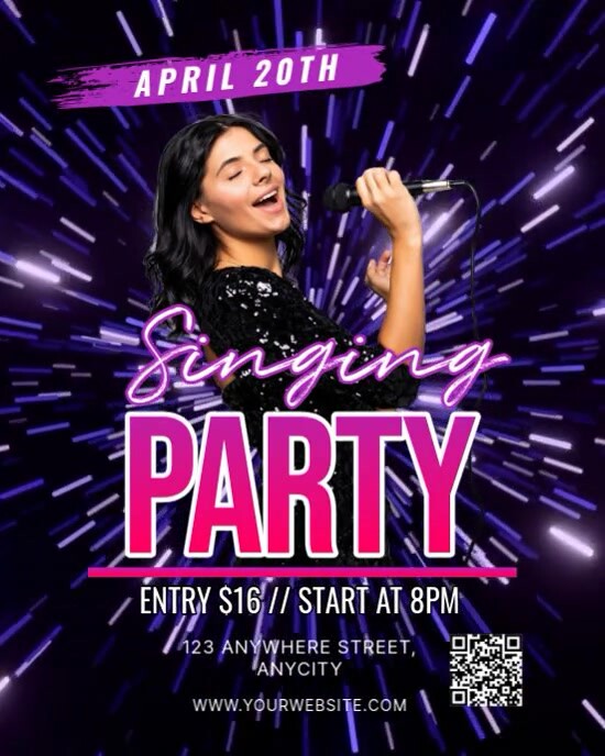 Black Neon Singing Party Instagram Portrait Template | PosterMyWall